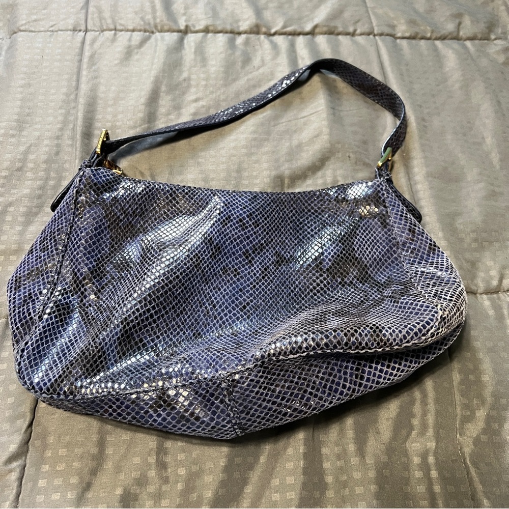 Michael Michael Kors Blue Snake Skin Pattern Hand Bag… - Gem